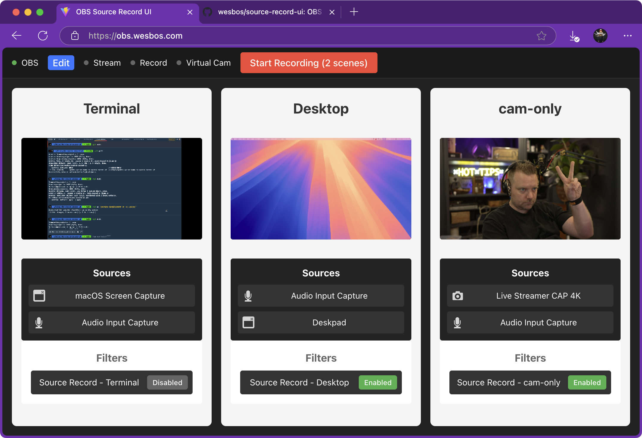 OBS Source Record UI